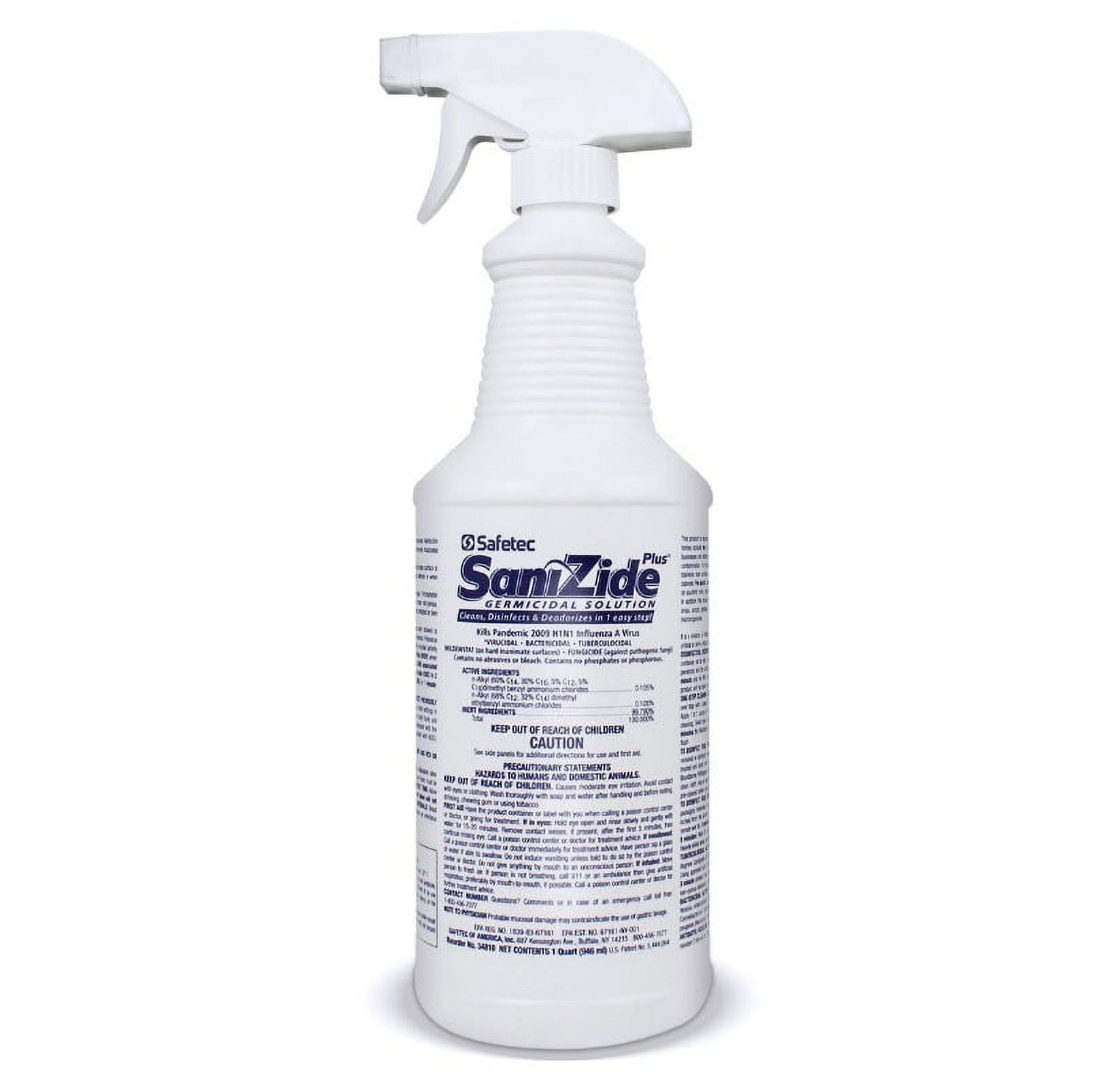 Safetec 34810 SaniZide Plus Germicidal Solution, 32oz. Spray, Plastic ...