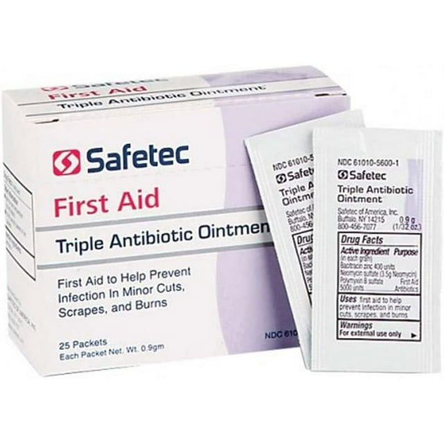 Safetec 53205 Triple Antibiotic 0.9 Gram Packets (Box of 25) - Walmart.com