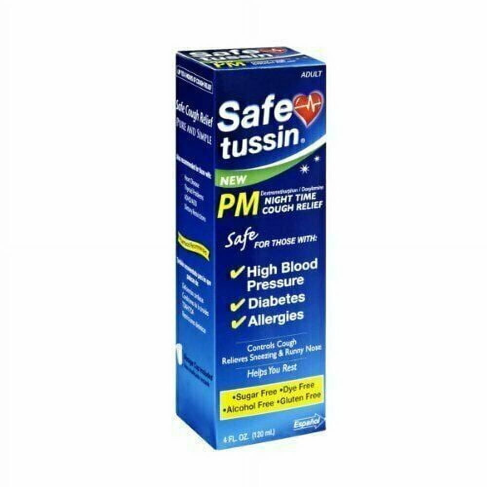 Safetussin Nighttime Cough Relief Syrup Alcohol & Gluten Free, 4 oz, 6 ...