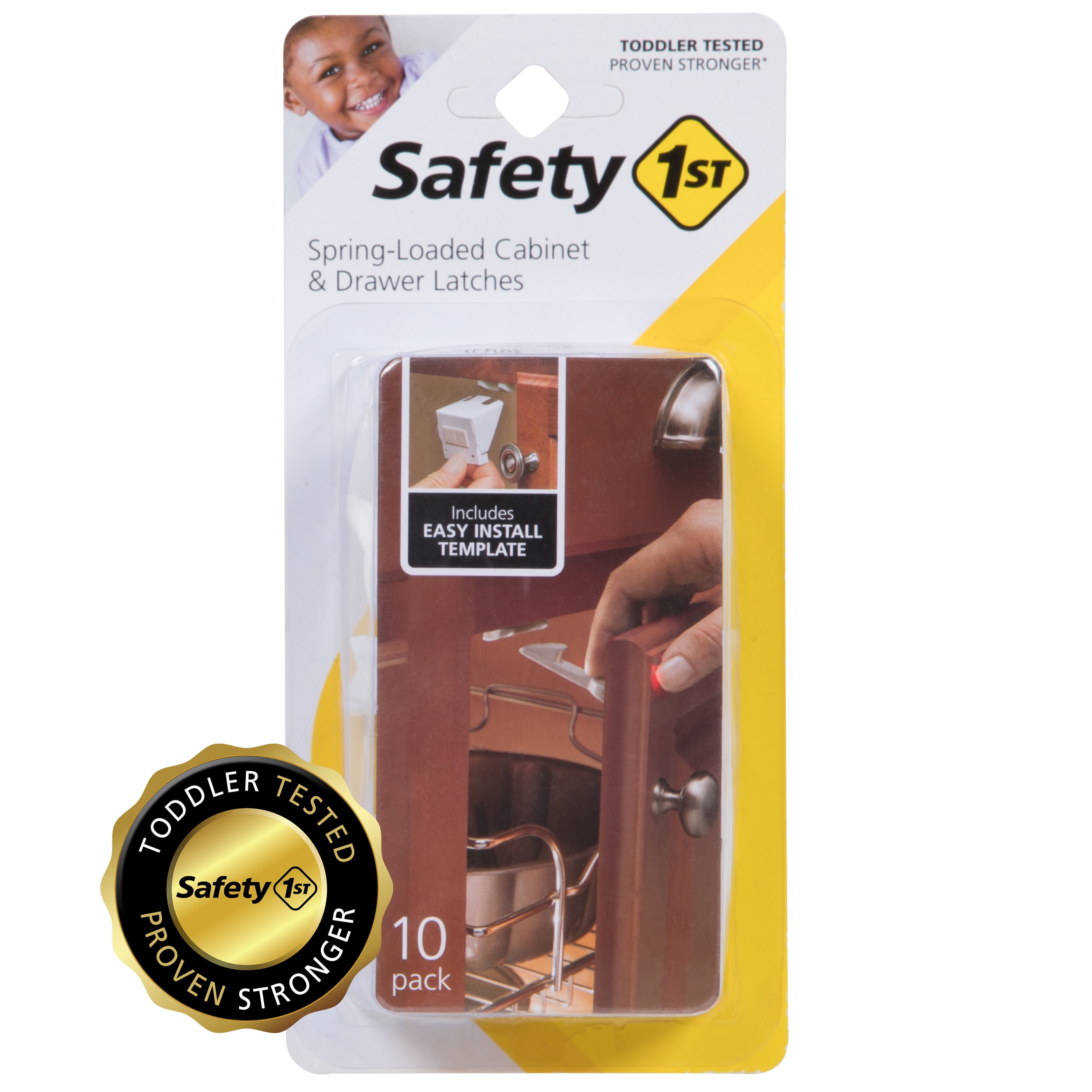 Safety 1ˢᵗ Spring-Loaded Cabinet & Drawer Latch (10pk), White - Walmart.com