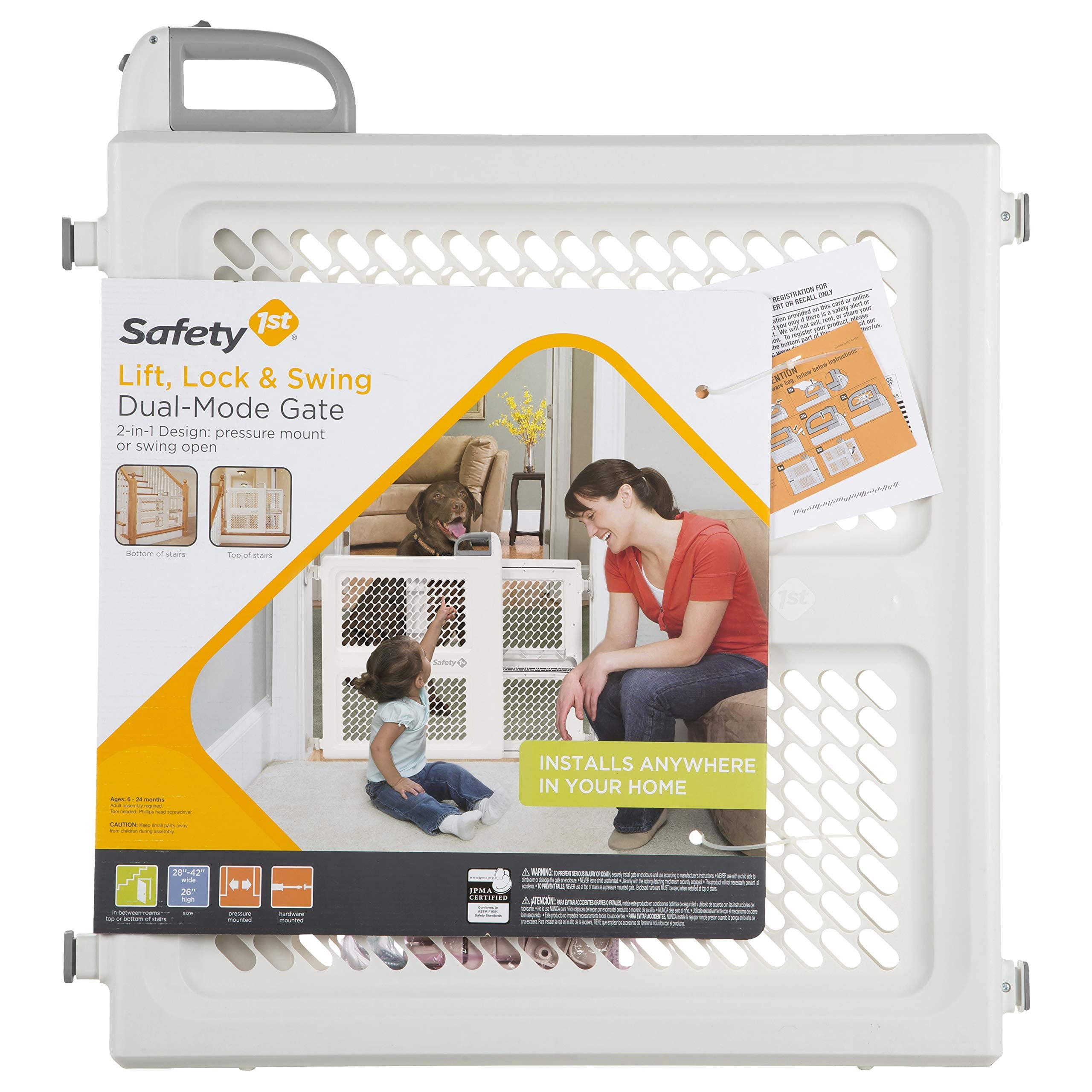 Safety 1st Baby Gates OIF8 for Doorways, Pressure Mount Lift, Lock and ...