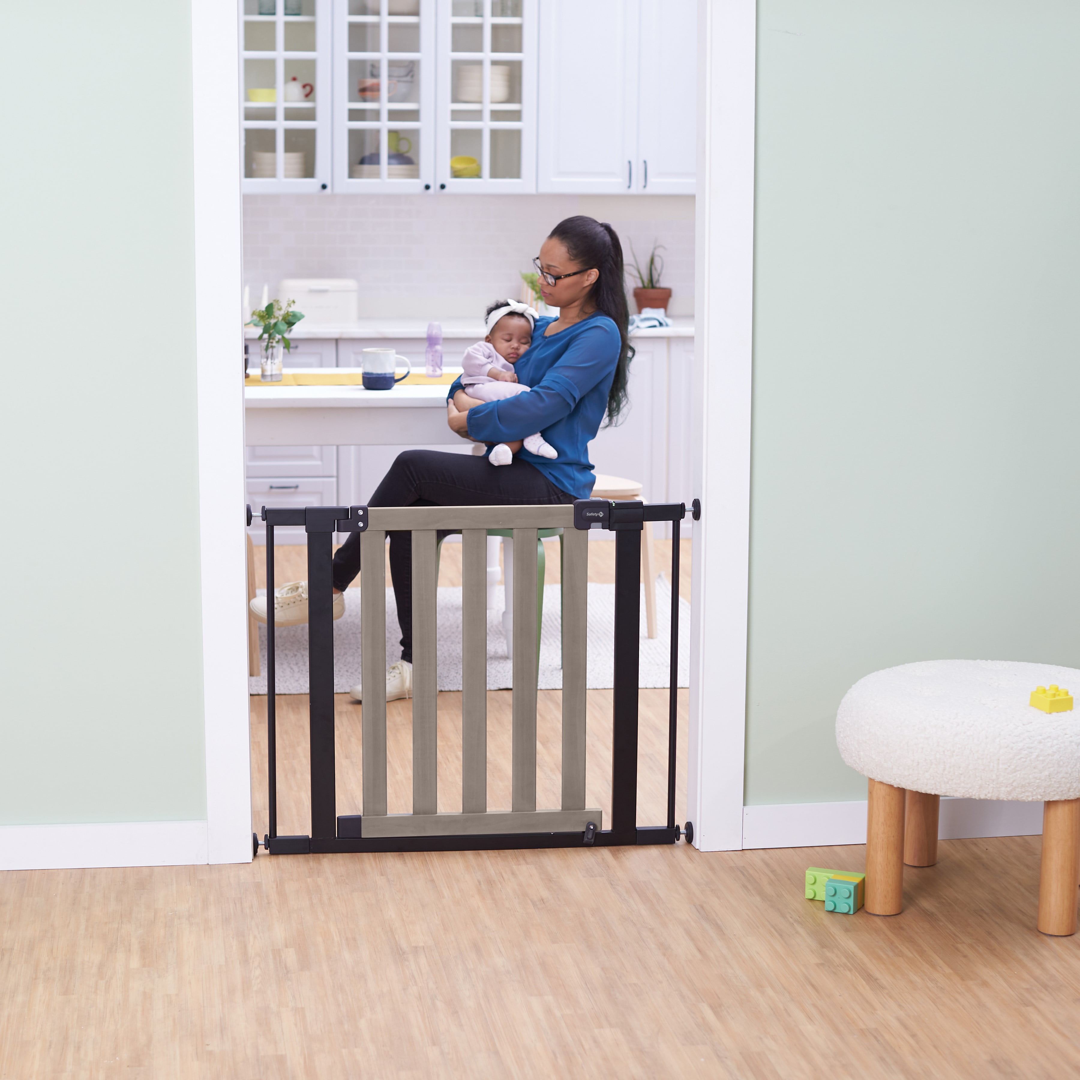 Safety 1st Wood-and-Metal Flat Slat Gate, Grey - Walmart.com