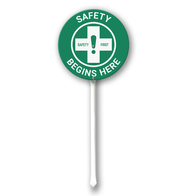 Safety Begins Here Sign Yard Stake Outdoor, Aluminum, Metal Stakes ...