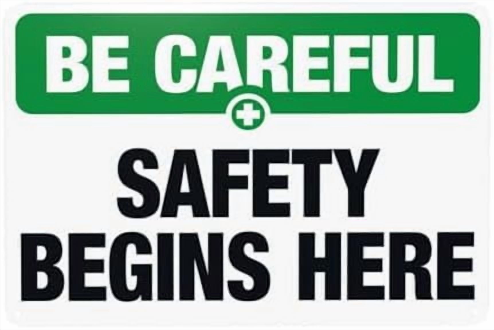 Safety Begins Here Warning Sign, Slogan Security Metal Signs for Home ...