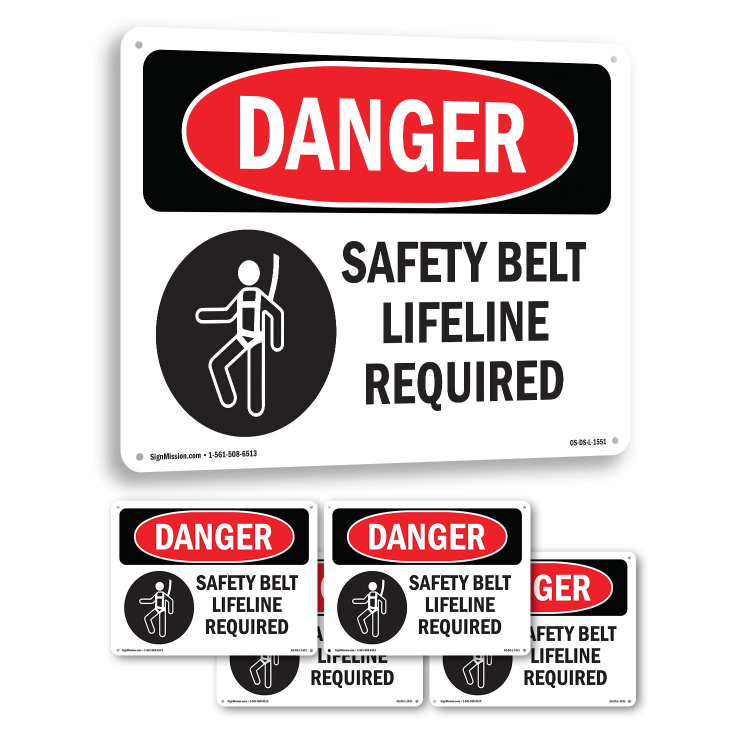 Safety Belt And Lifeline Required Symbol OSHA Danger Aluminum Sign 24 ...