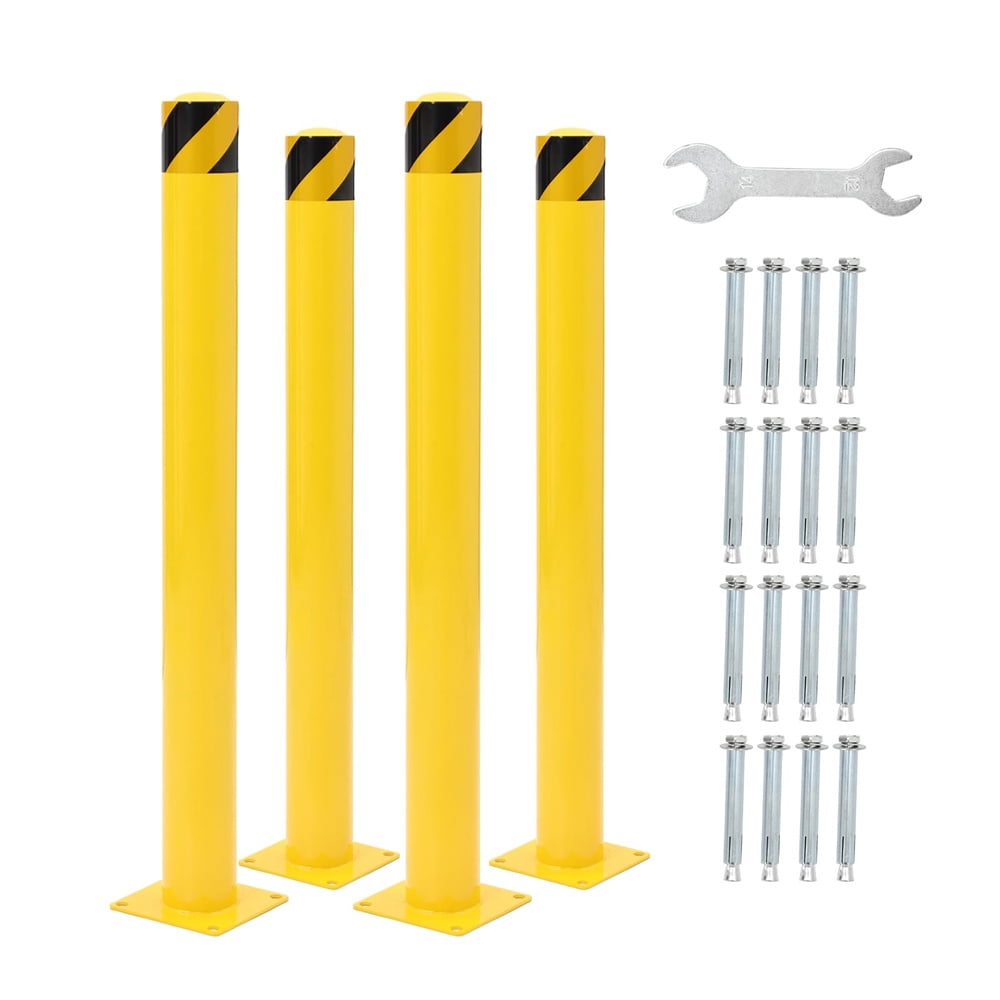 Safety Bollard 2 Packs, 42 Inch Height Bollard Post, 4.5 Inches ...