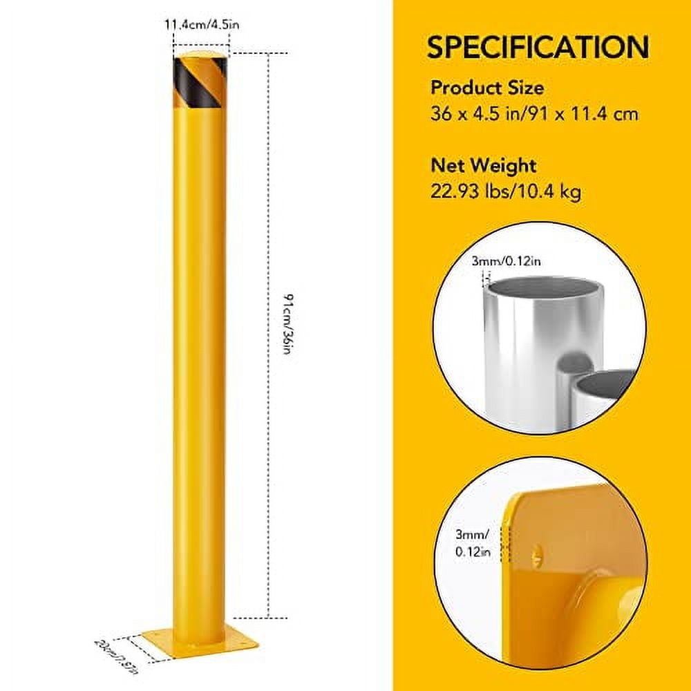 Safety Bollard, 2 Packs Height Bollard Post, Large Diameter, Yellow ...