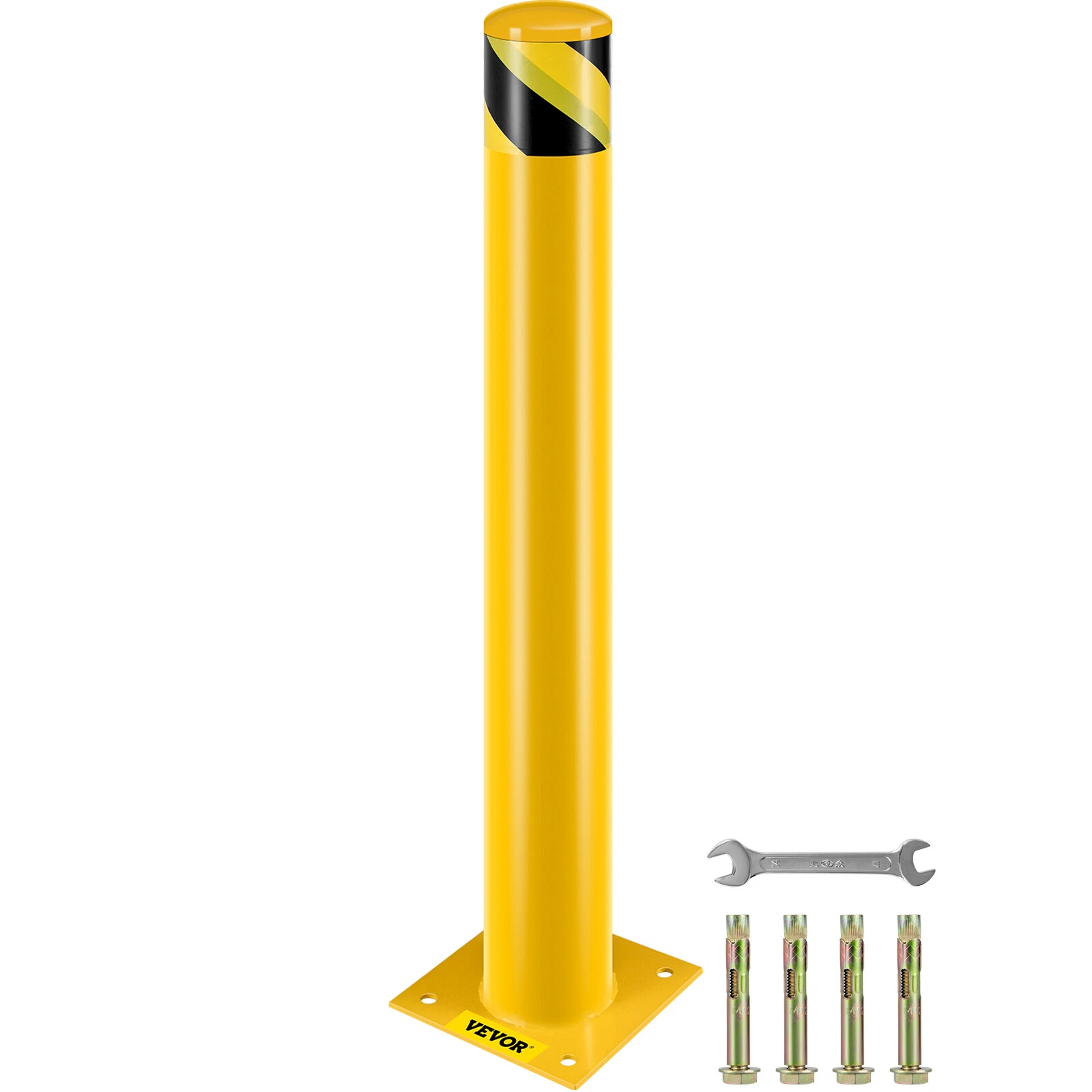 Safety Bollard 36"H 4.5"D Steel Bollard Post Yellow Street Parking ...