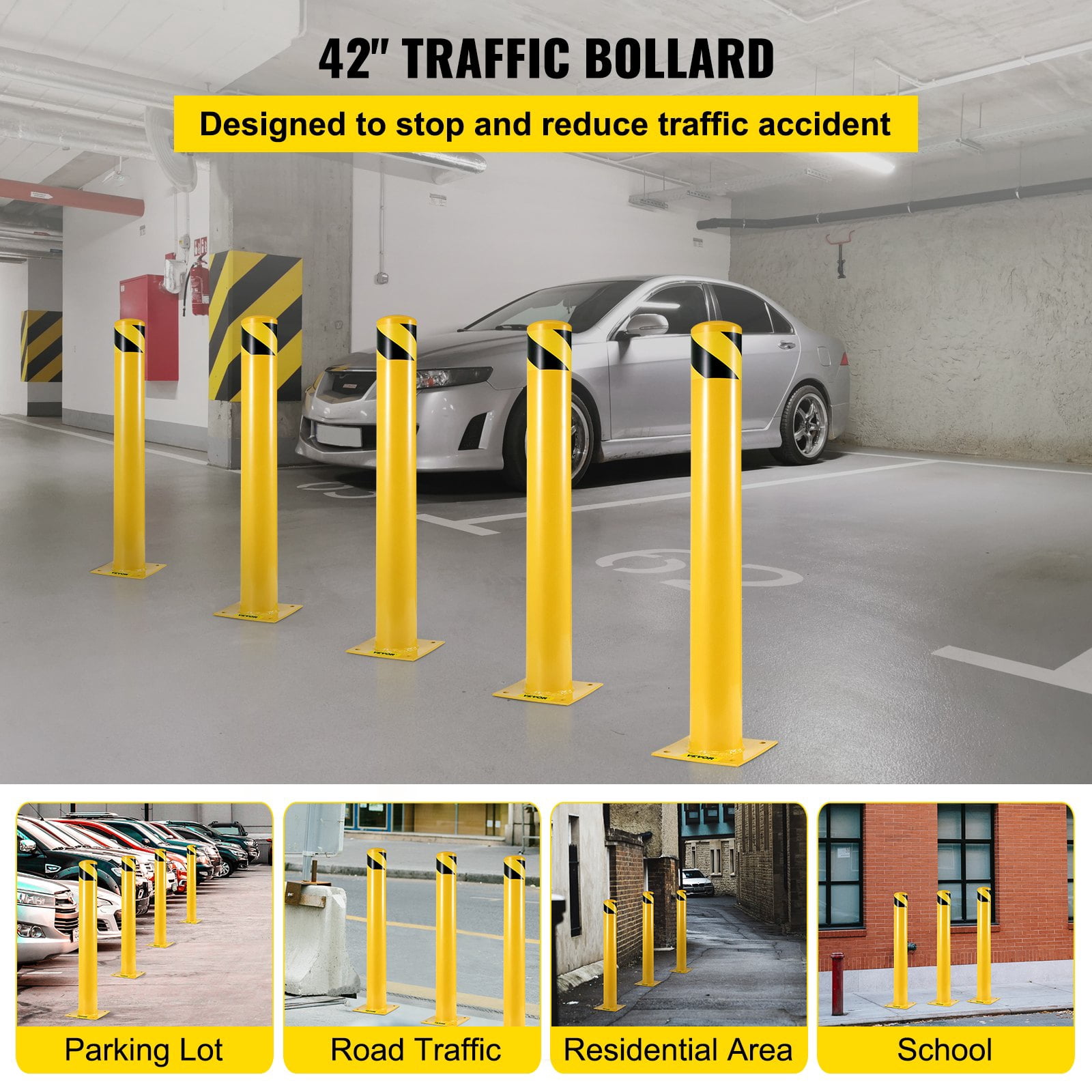 Safety Bollard 36x5.5 Safety Barrier Bollard 5-1/2” OD 36” Height ...