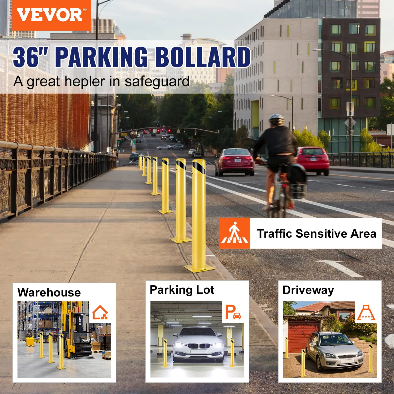 Safety Bollard 36x5.5 Safety Barrier Bollard 5-1/2” OD 36” Height ...