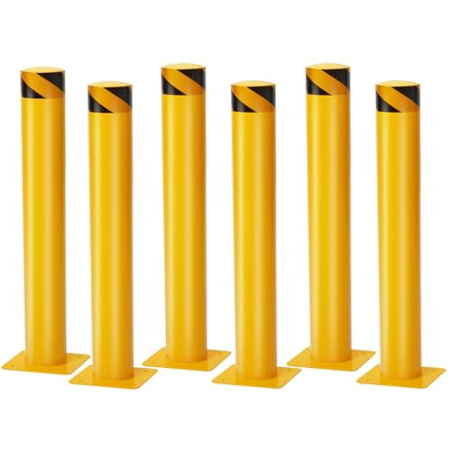 Safety Bollard, 6 Packs 48 Inch Height Bollard Post, Steel Safety ...