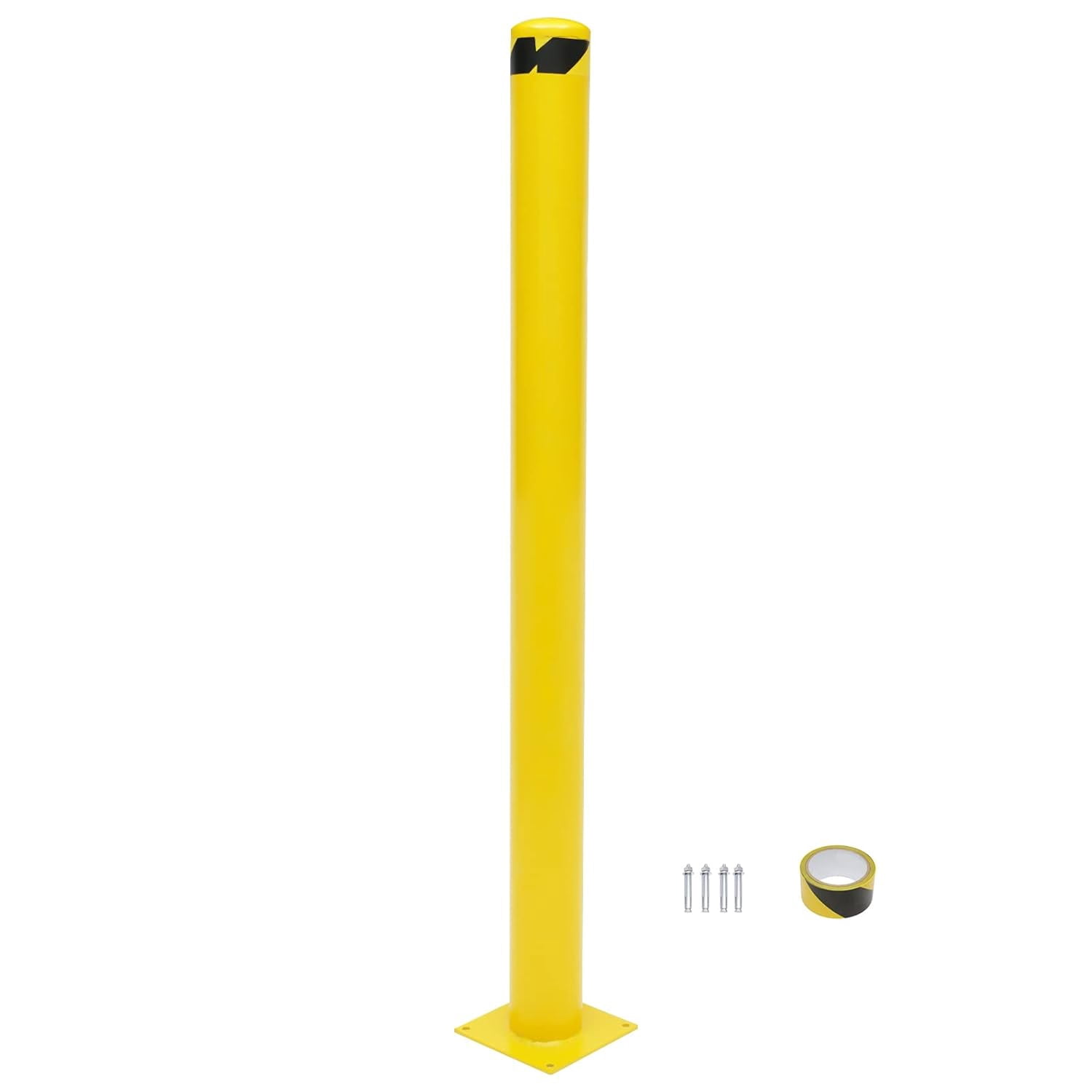 Safety Bollard, 60 in Height Bollard Post, 4.5 in Diameter Steel Pipe ...