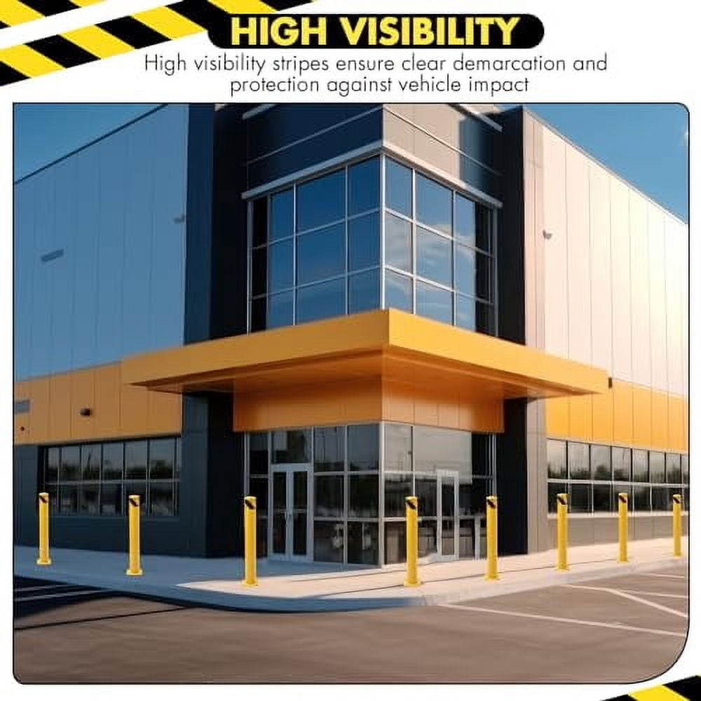 Safety Bollard Post, 24"x 4.5" Removable Steel Bollard, Yellow Bolt ...