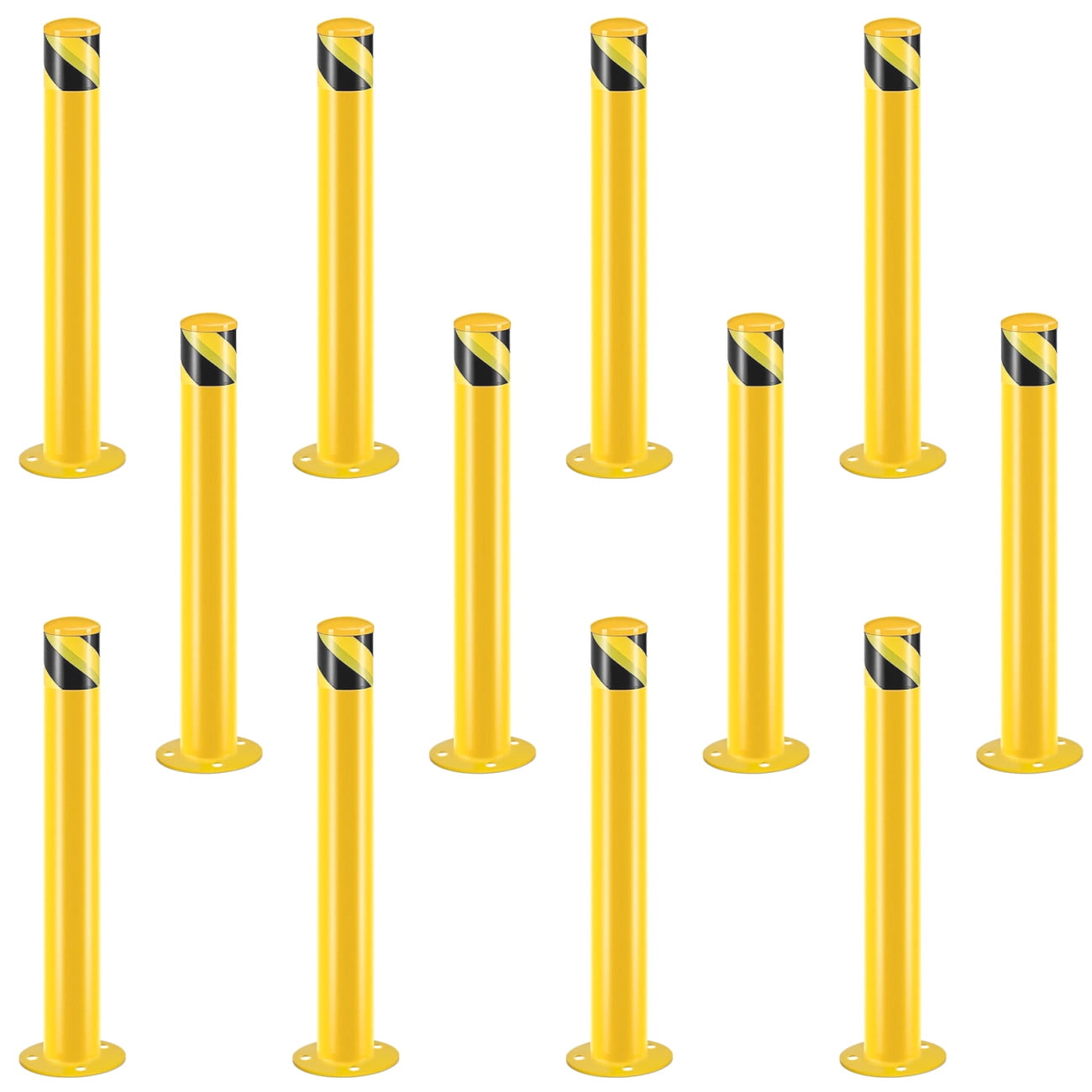 12 Pieces Safety Bollard, 3''x42'' Steel Bollard Post with 40 Anchor ...