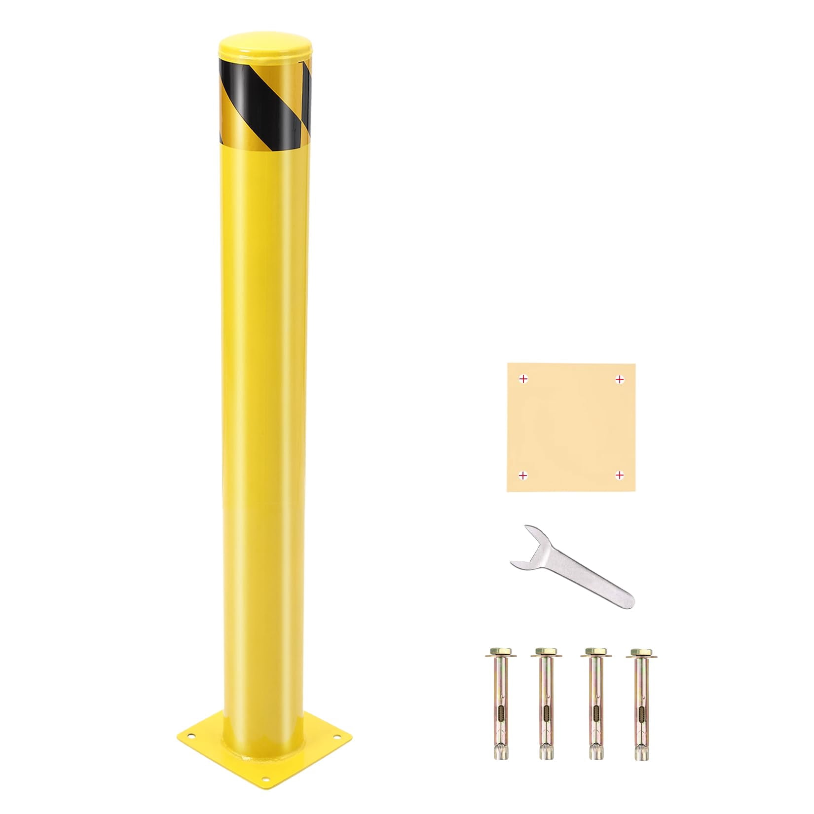 Safety Bollard Post, 42 Inch Steel Bollard Driveway Barrier with Anchor ...