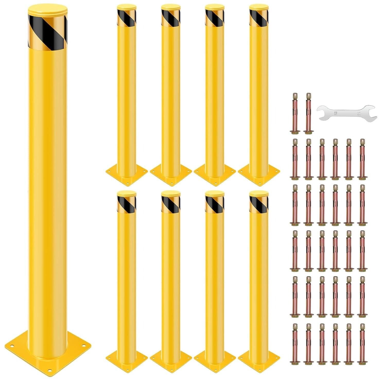 Safety Bollard Post, 42 x 4.5'' Steel Traffic Parking Barrier Bollards ...