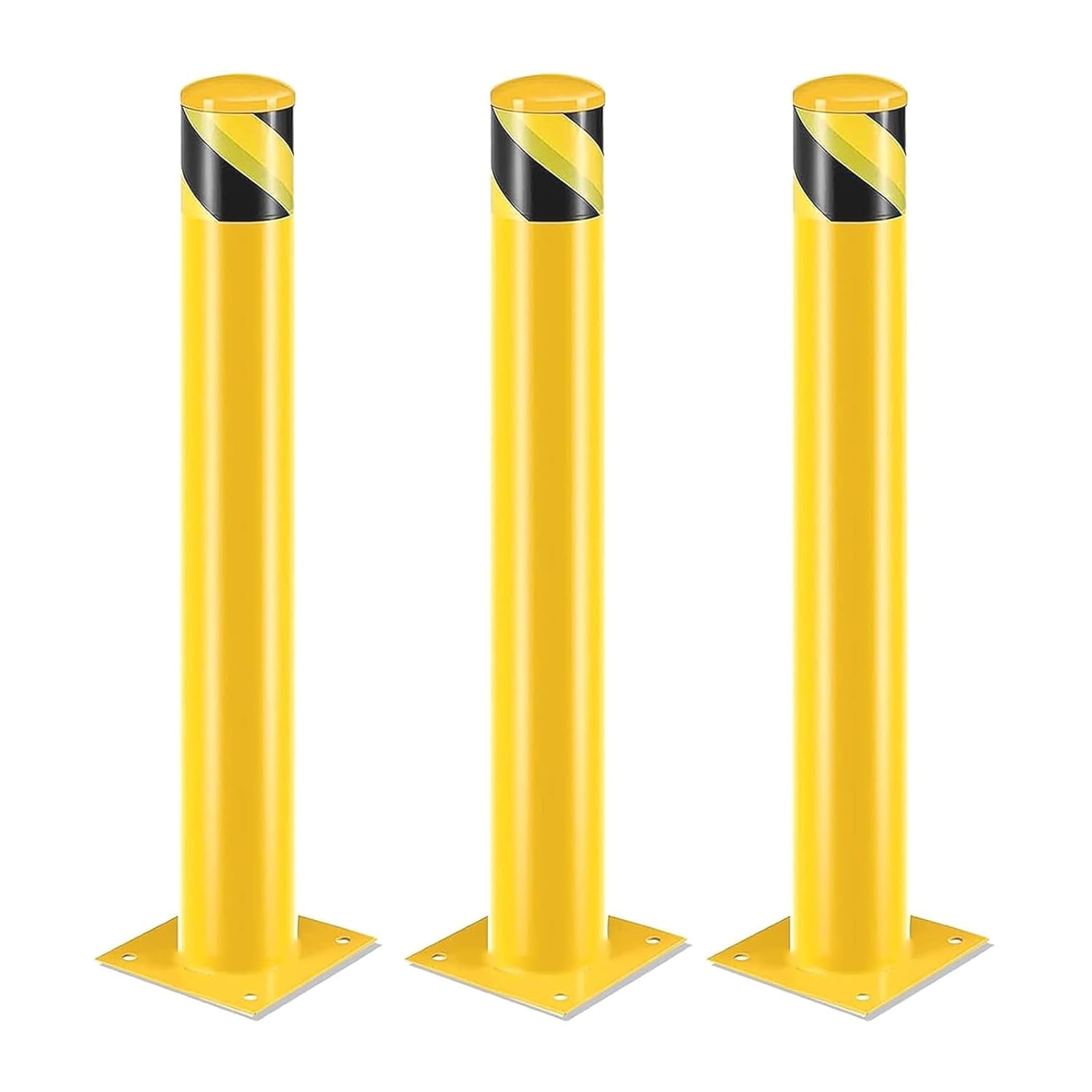 Safety Bollard Post, 48 Inch Height Steel Bollards, 4.5 Inch Diameter ...