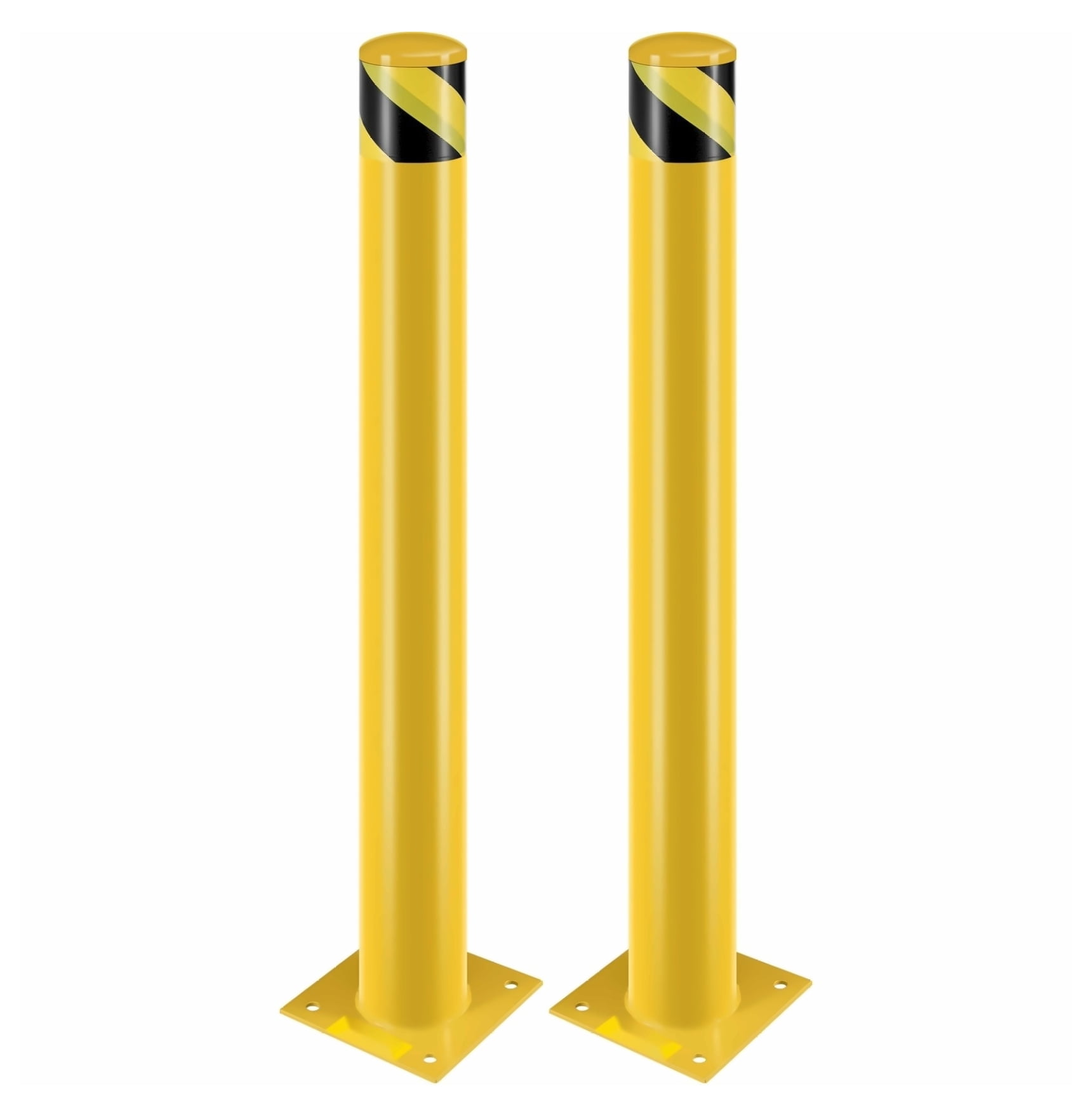 Safety Bollards - 42 Inch Steel Posts, 4.5" Diameter, Yellow Protective ...