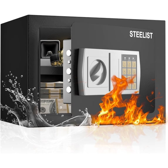 Safety Box, 1.0 Cu Ft Stack on Safe, Cash Safe with Key and Digital ...