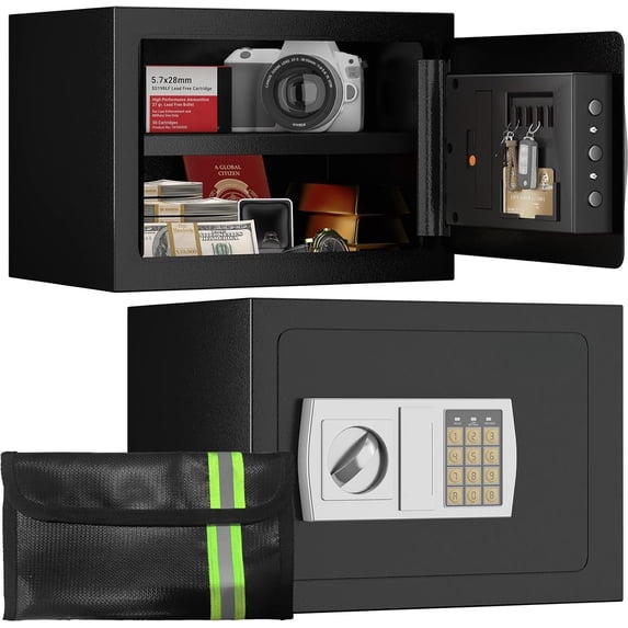 Safety Box, 1.0 Cu Ft Stack Safe, Safe with Key and Digital Keypad ...