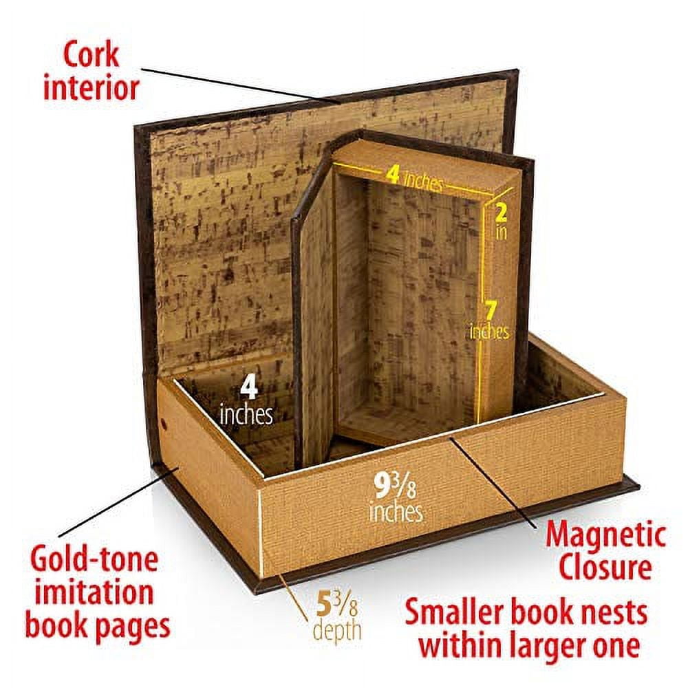Safety Box 2 Piece Faux Book Safe Set, Multisizes, BROWN - Walmart.com