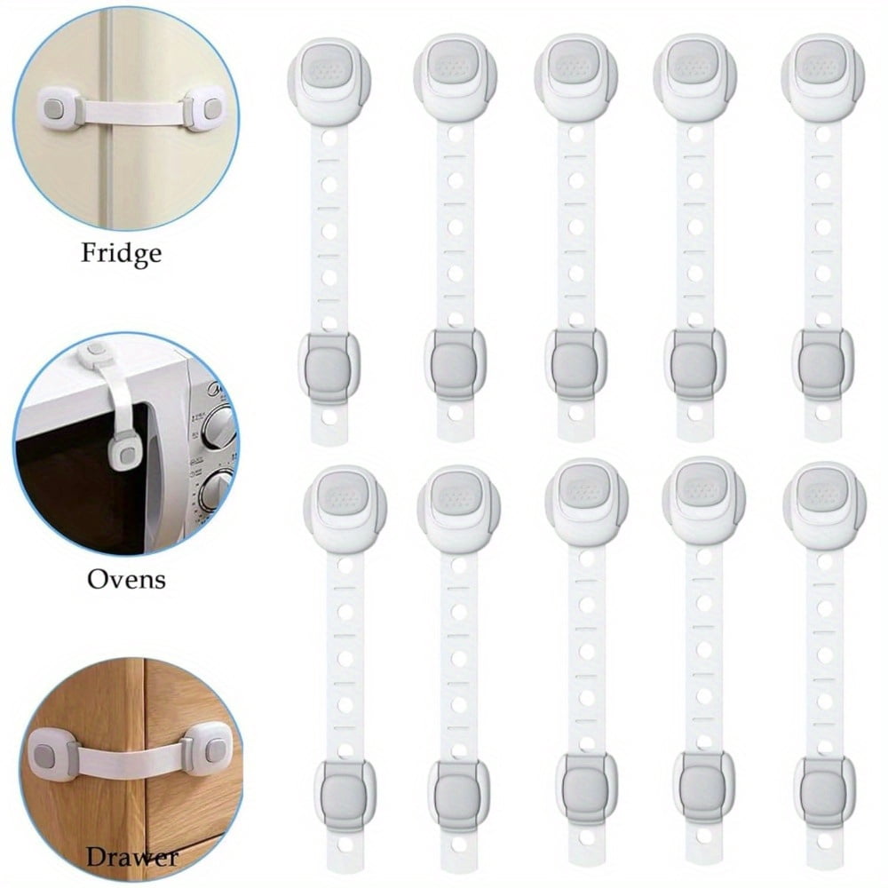 Safety Cabinet Locks 10-Pack - No Screw Installation with 3M Adhesive ...