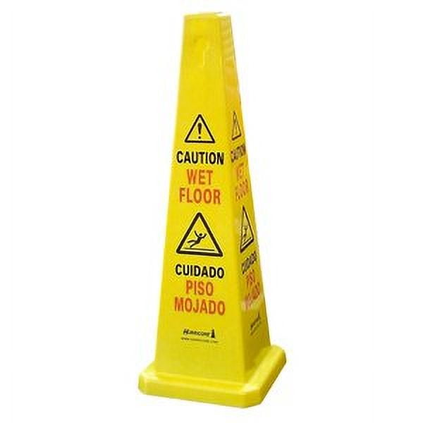 Safety Cone - 5 Pack - 36" Four Sided Yellow "Caution Wet Floor" Sign ...