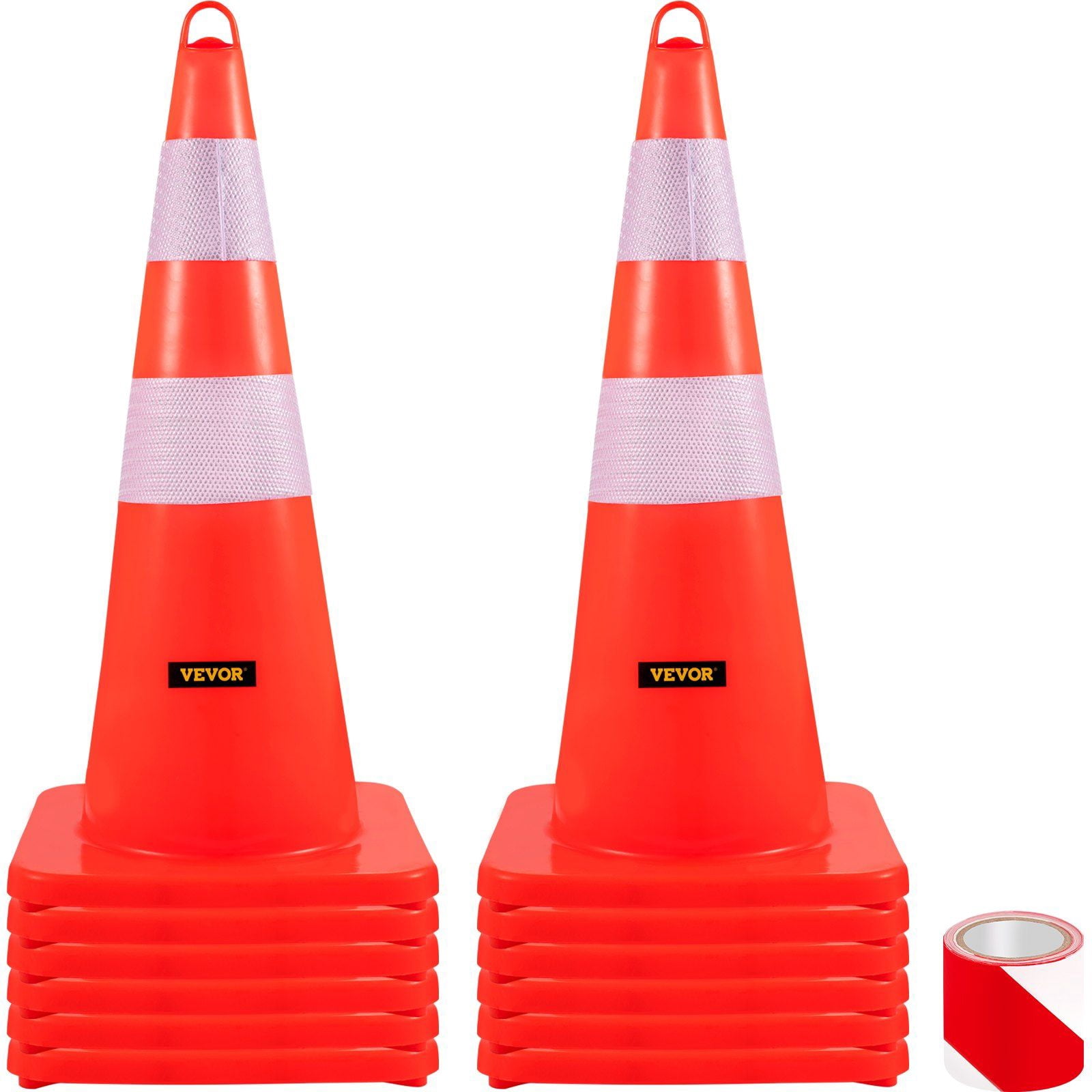 Safety Cones, 12 x 28" Traffic Cones, PVC Orange Construction Cones, 2 ...