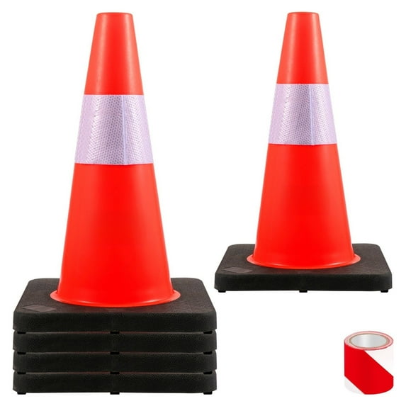 Safety Cones 18 Inch, 5 Pack Orange Traffic Cones with Reflective ...