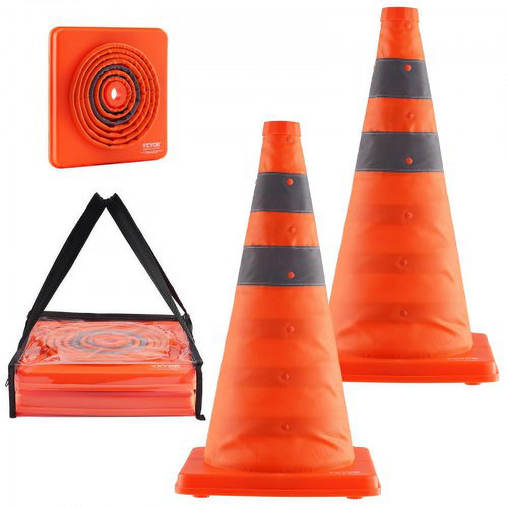 Safety Cones, 2 Pack 18 inch Collapsible Traffic Cones, Construction ...