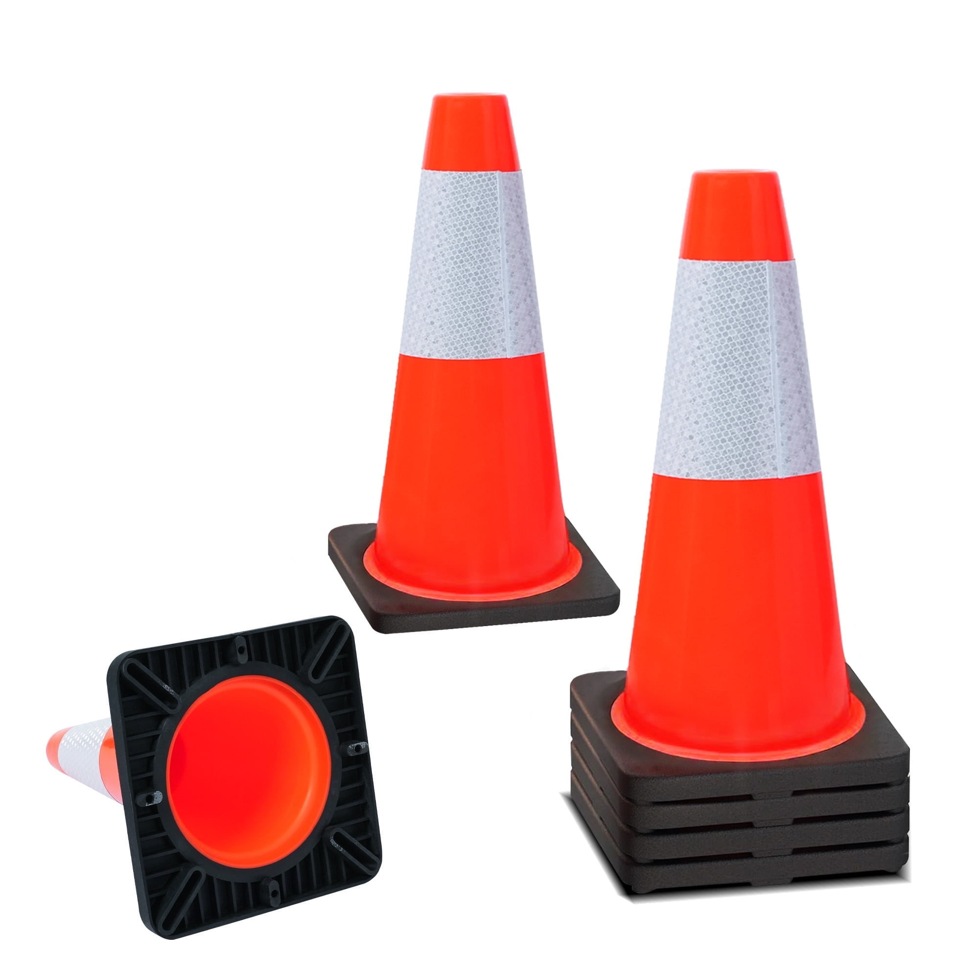 Safety Cones 20 in,PVC Orange Traffic Cone with Reflective Collar Used ...