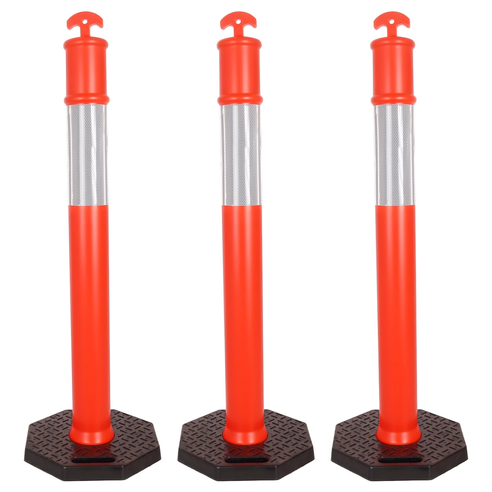 Safety Cones 3 Pack, 45" Traffic Delineator Posts with Heavy Duty ...