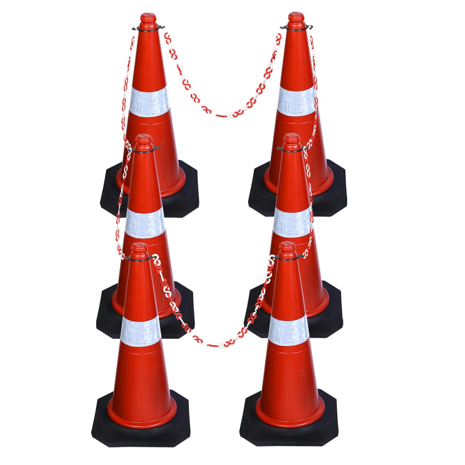 Safety Cones 6 Cones with 6 Meters S Hook Safety Chain and 6 Hooks ...