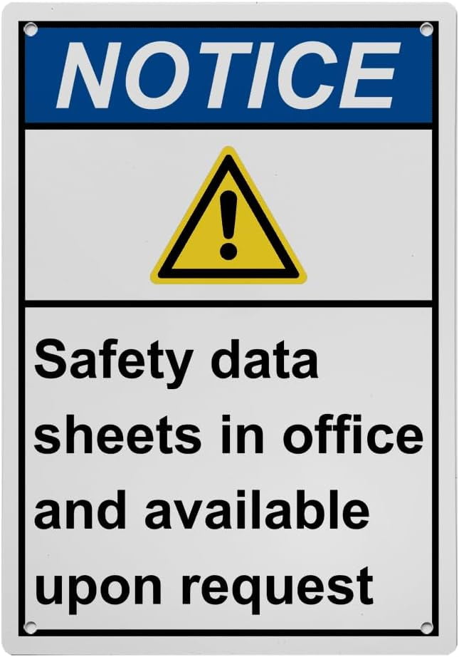 Safety Data Sheets Available MSDS Sign, Industrial MSDS Right to Know ...