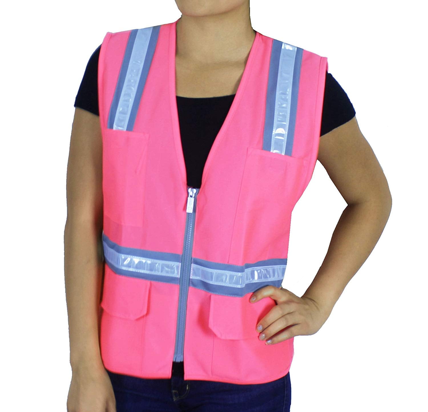 Safety Depot Pink Reflective Safety Vest with Pockets 8038-PK-XL ...