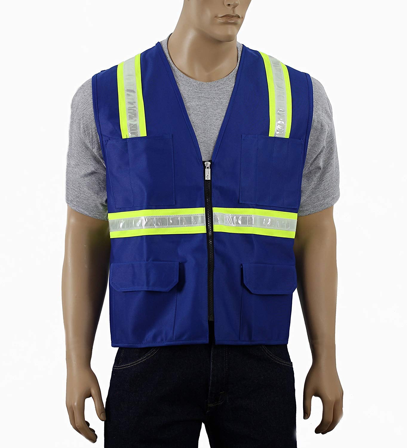 Safety Depot Royal Blue Reflective Safety Vest with Pockets 8038-RB-M ...