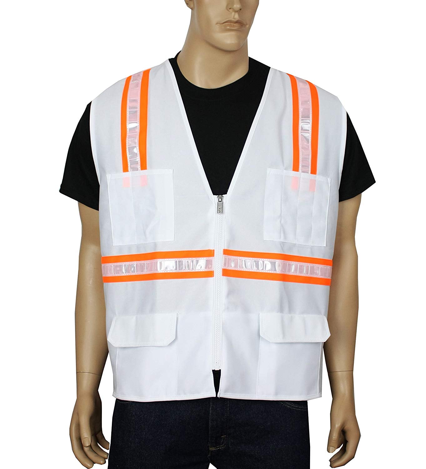 Safety Depot White Reflective Safety Vest with Pockets 8038-WT-M ...