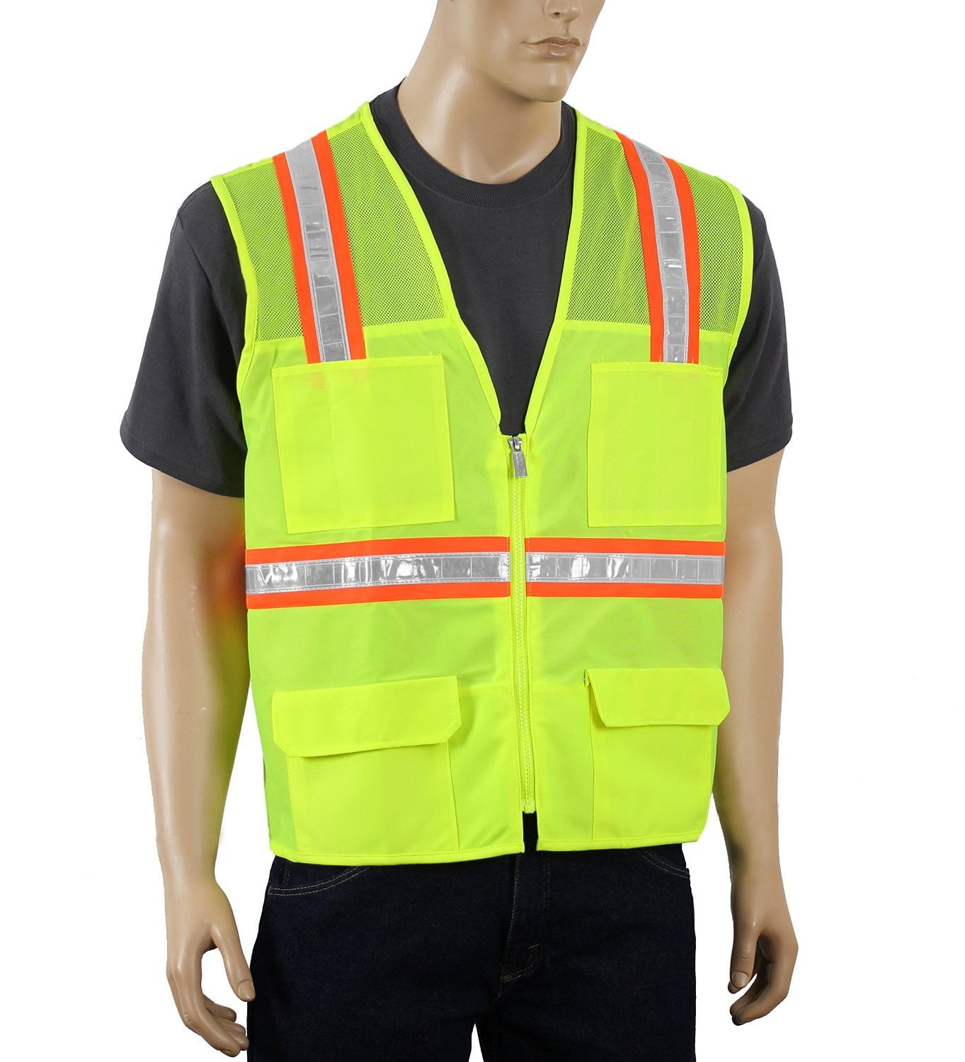 Safety Depot Yellow Reflective Breathable Mesh Safety Vest with Pockets ...