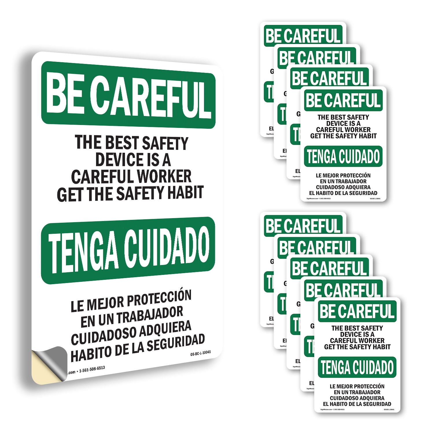 Safety Device Careful Worker Bilingual OSHA Be Careful Vinyl Decal ...