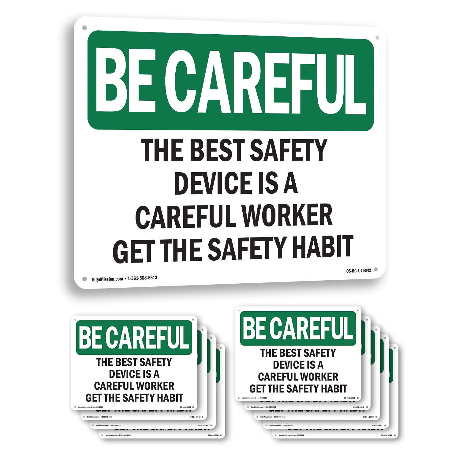 Safety Device Careful Worker OSHA Be Careful Rigid Plastic Sign 18 Inch ...