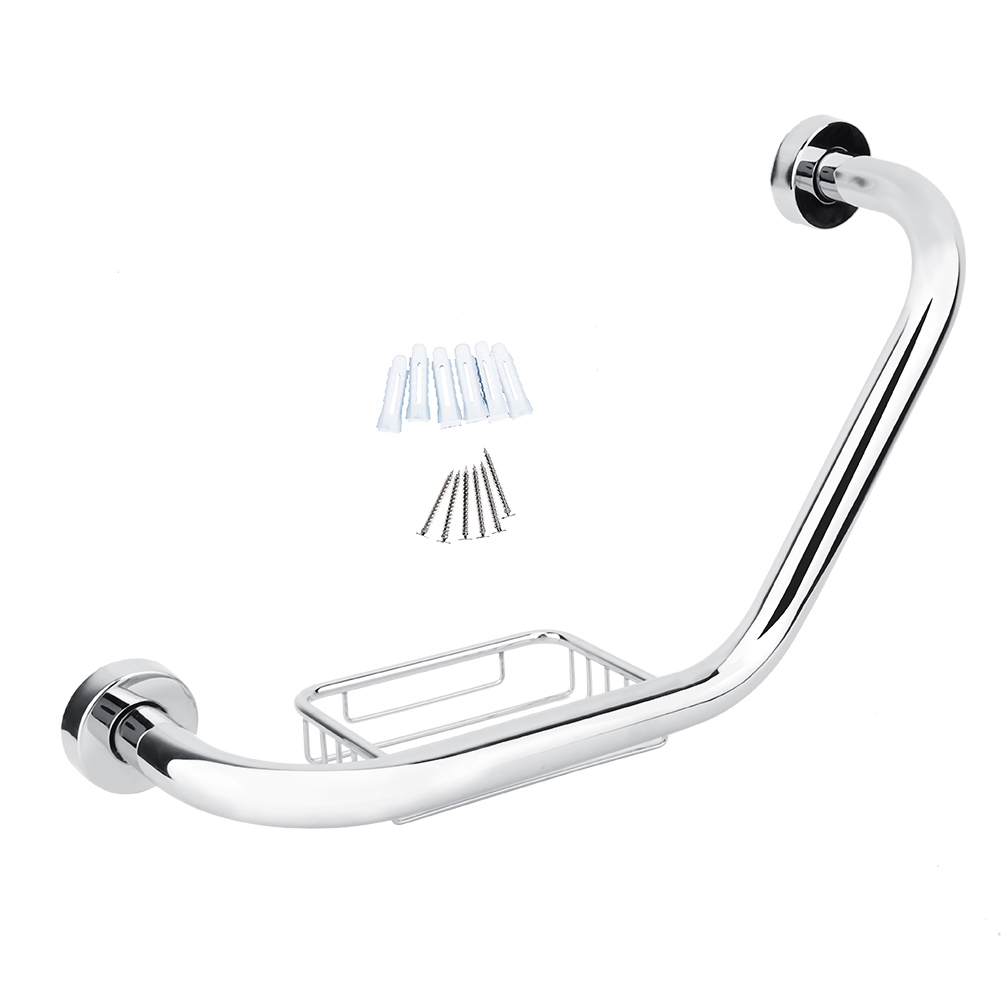 Safety-Enhanced Stainless Steel Bathtub Arm Handle with Integrated Soap ...