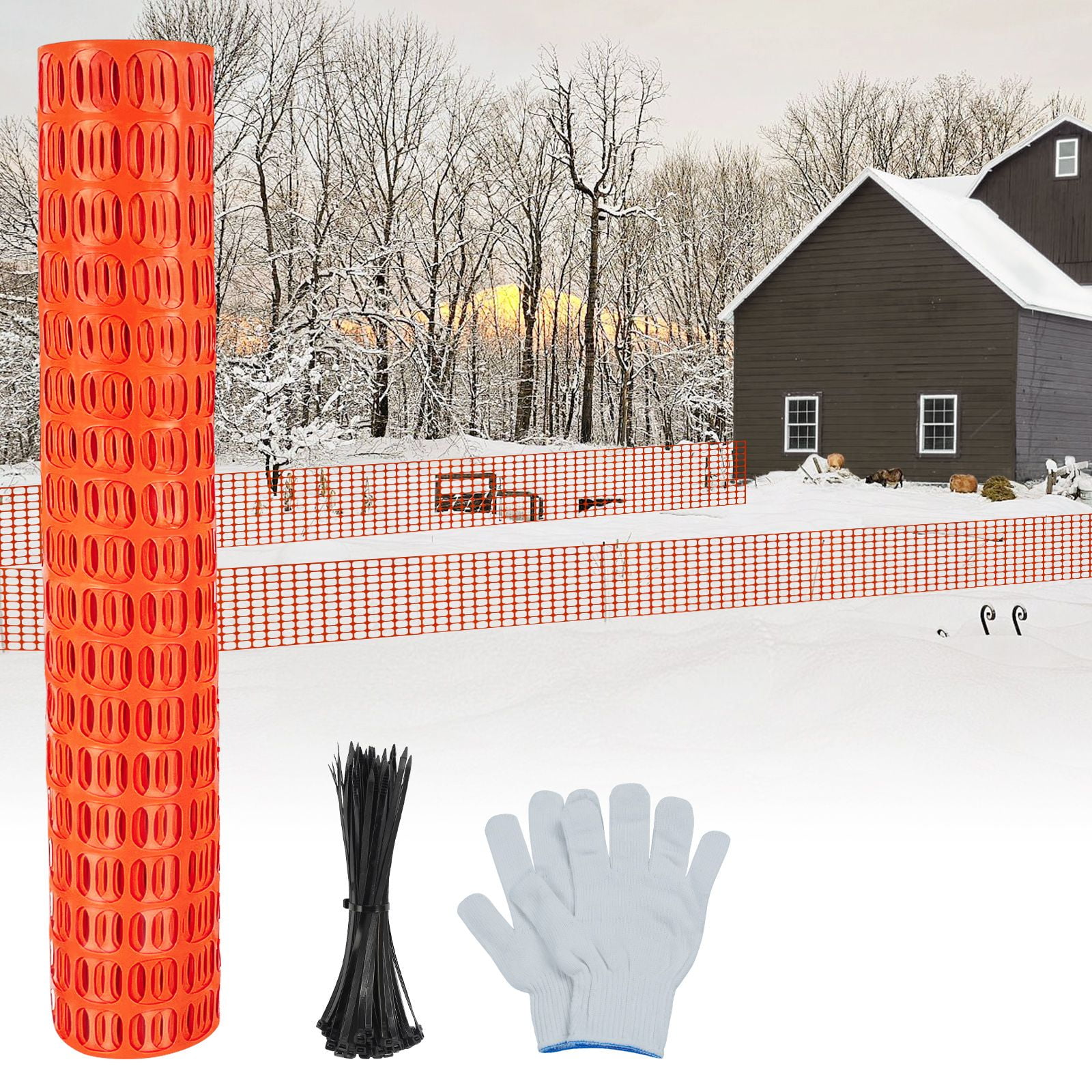 Safety Fence 4'x100' with 100 Zip Ties, Plastic Mesh Fencing Roll ...