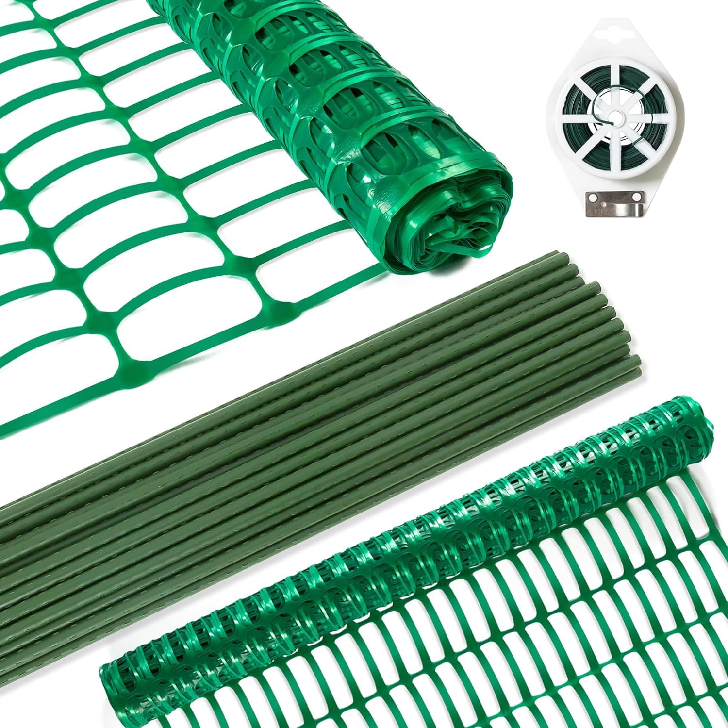Safety Fence Plastic Mesh Fencing Roll,1 Roll with 25 Steel Stakes ...