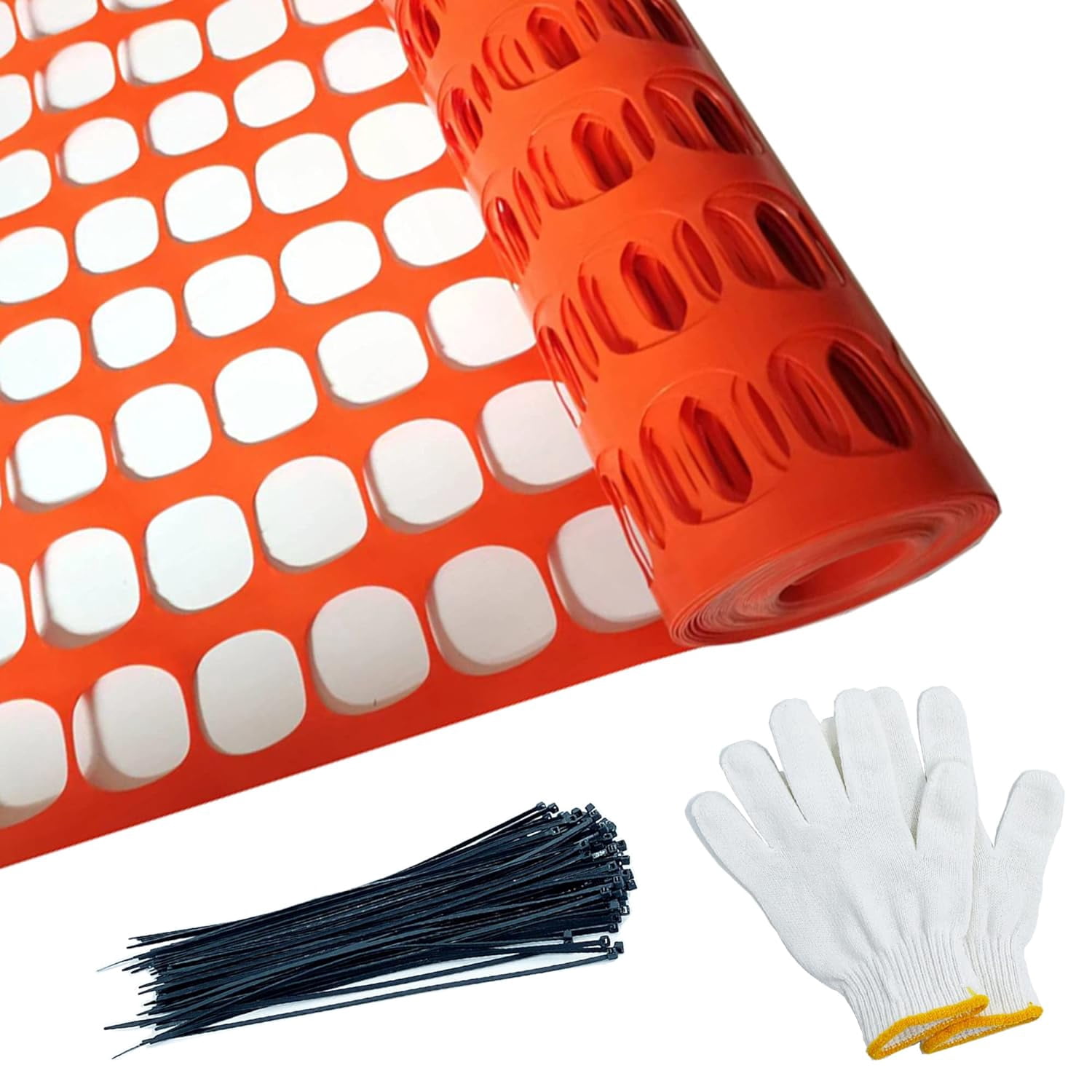 Safety Fence Plastic Mesh Fencing Roll, 4'x100' Feet 1 Roll with 100 ...