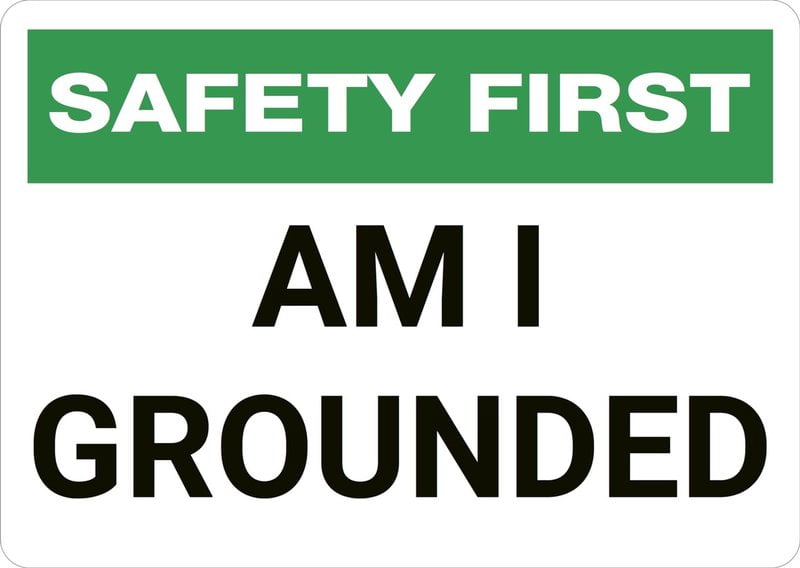 Safety First Am I Grounded Caution Warning Notice Aluminium Metal 12"X8 ...