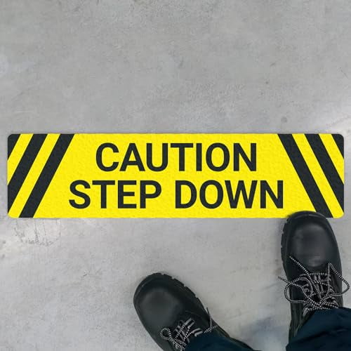 Safety First: Caution Step Down Floor Decal - Durable, American-Made ...