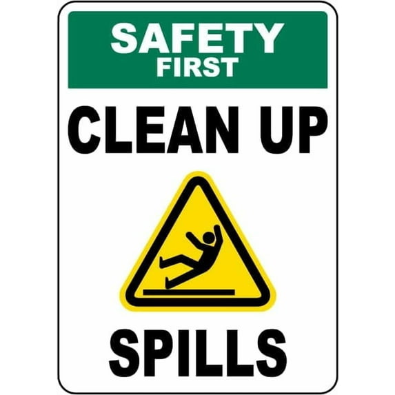 Safety First Clean Up Spills Sign Signs Awareness Metal Tin \8 x 12 ...