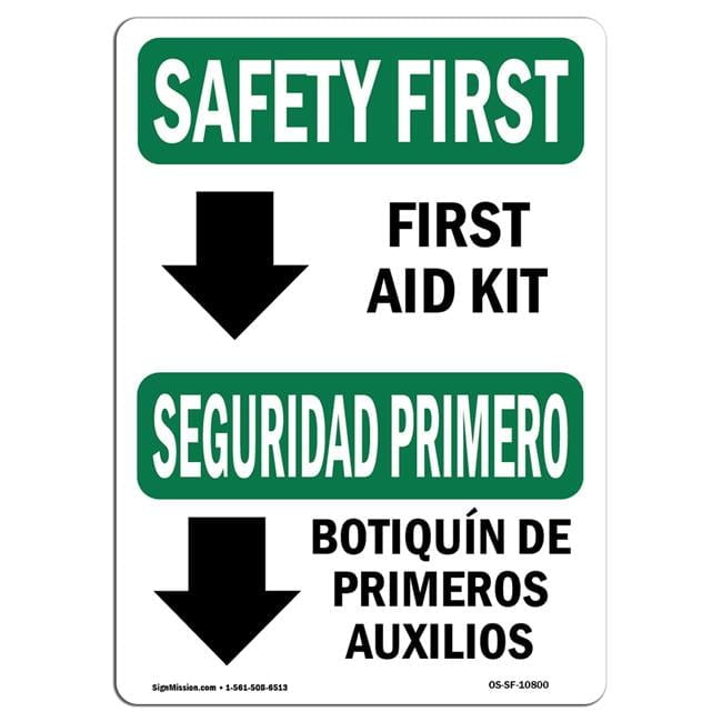 Safety First First Aid Kit Bilingual OSHA Decal Sign - Walmart.com