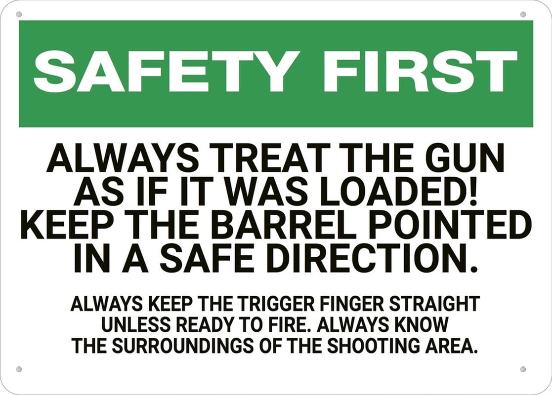 Safety First Gun Safety Sign Signs Outdoor, Uv Printed Aluminum 12 X 8 ...