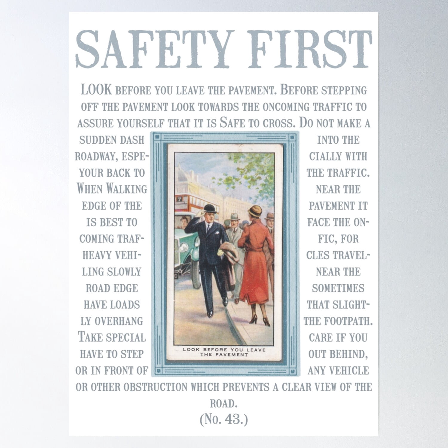Safety First No 43 Poster Wall Art, Modern Wall Decor, 12x18 UNFRAMED ...